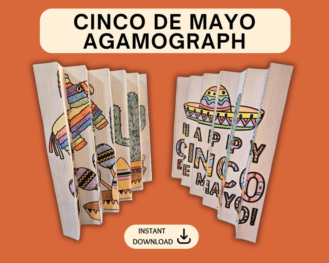 Cinco De Mayo Coloring Agamograph Craft, Cinco De Mayo Craft, Accordian ...