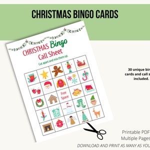 Printable Christmas Bingo Cards | 30 Christmas Bingo Cards | Christmas ...