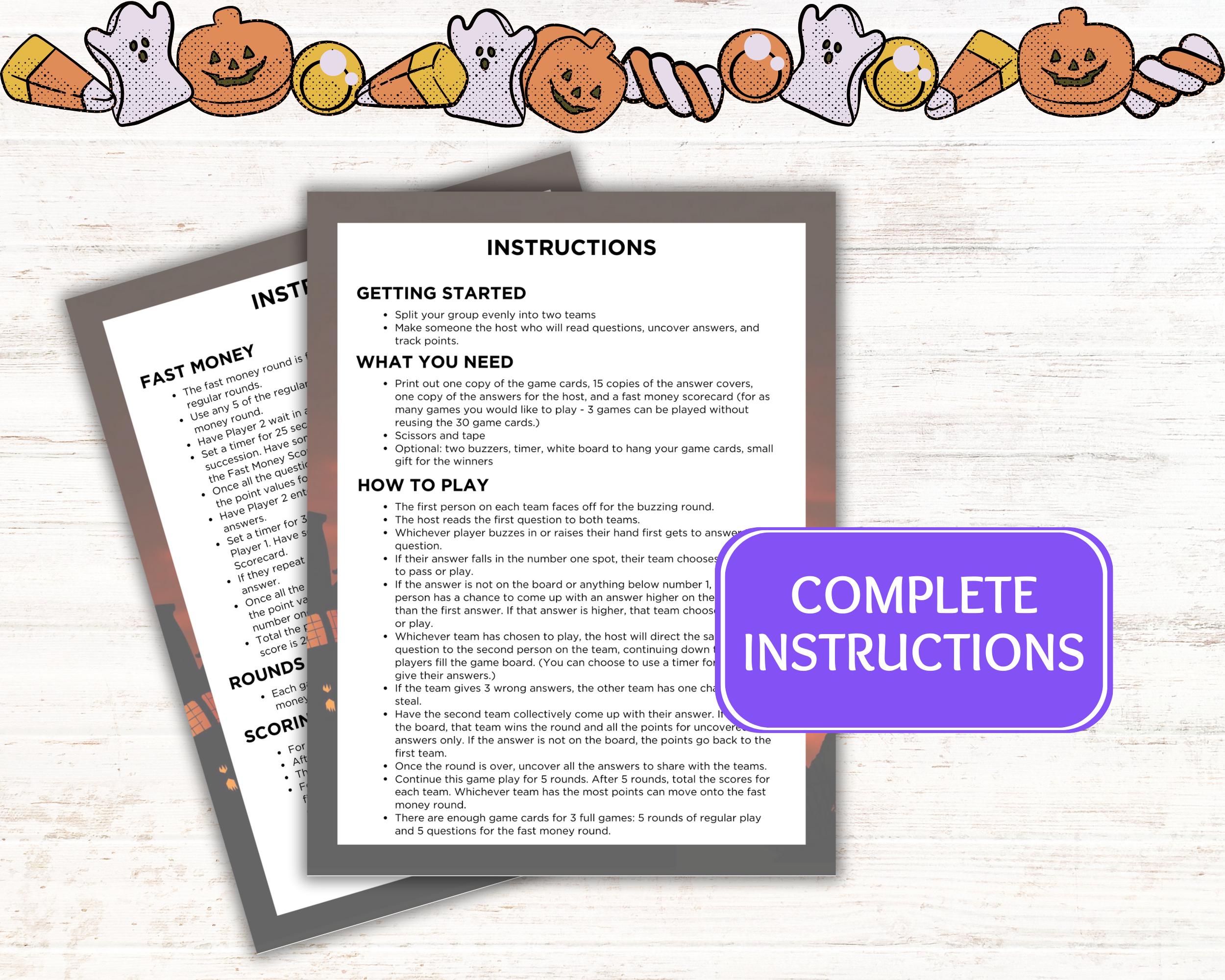 Halloween Friendly Feud Game Show, Halloween Games for Adults ...