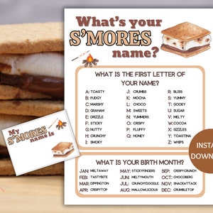 Smores Name Game Printable, What's Your Smores Name Game, Name ...