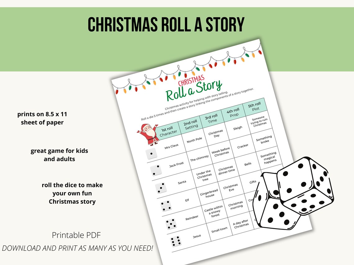 Christmas Roll a Story Game | Christmas Dice Game | Christmas Activity ...