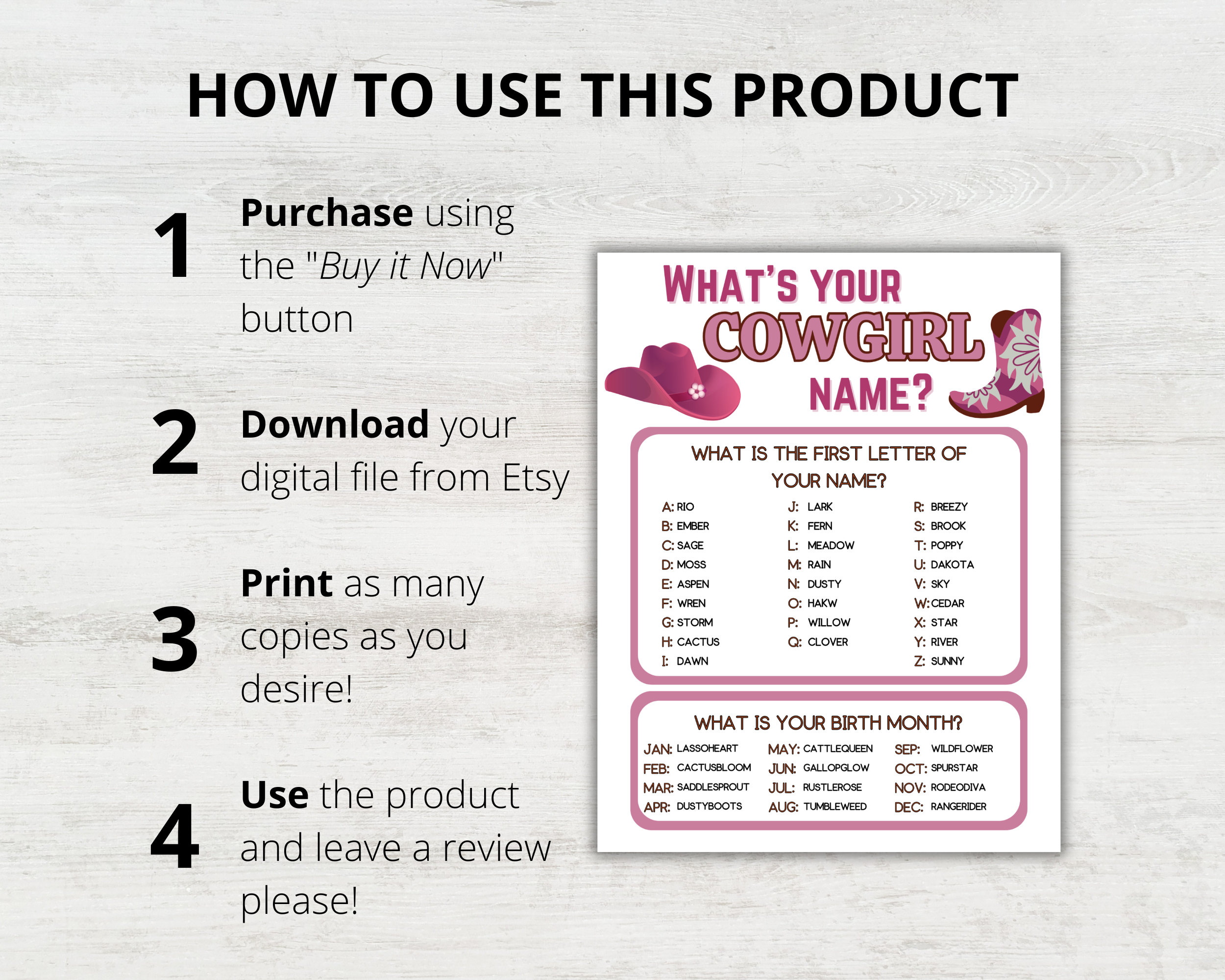 Cowgirl Name Game Printable, What's Your Cowgirl Name Game, Name ...