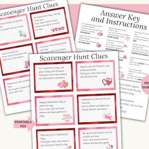 Indoor Valentine's Day Scavenger Hunt Clues, Printable Valentine's Day ...