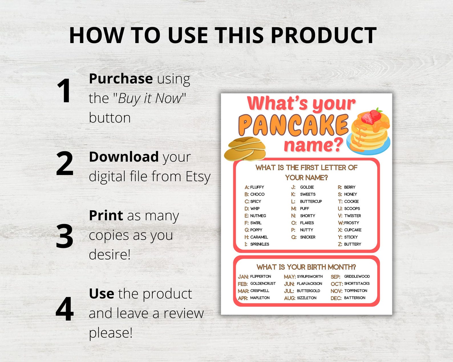 Pancake Name Game Printable, What's Your Pancake Name Game, Name ...