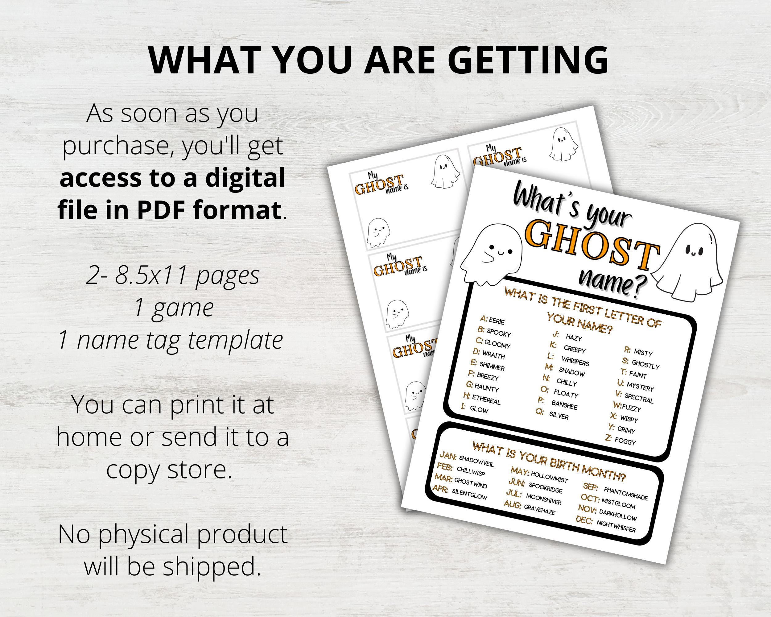 Ghost Name Game Printable, What's Your Ghost Name Game, Name Generator ...