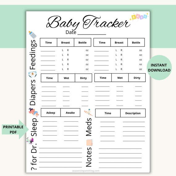 Baby Tracker Printable Newborn Tracker Report Daily Baby - Etsy