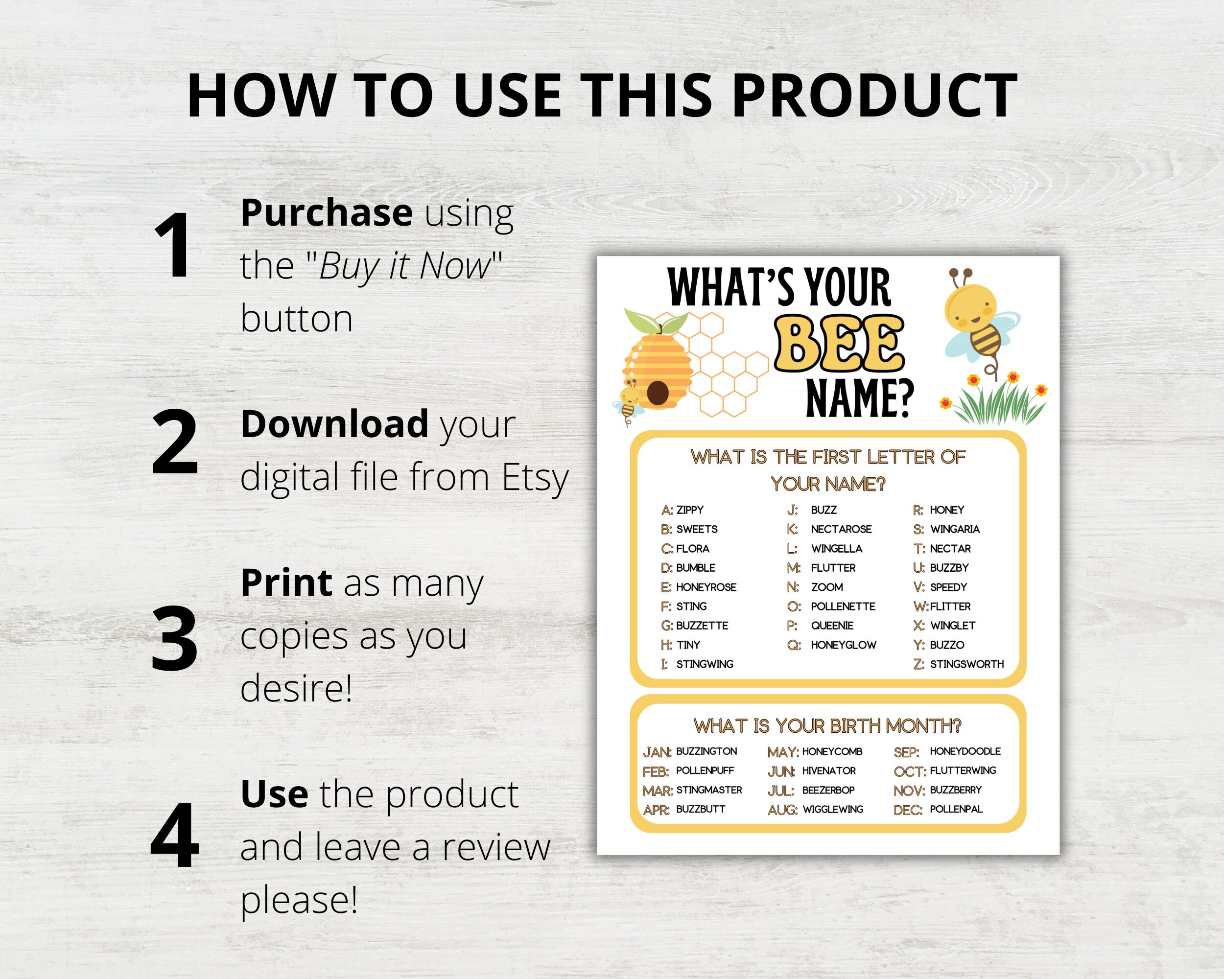 Bee Name Game Printable, What's Your Bee Name Game, Name Generator Game ...