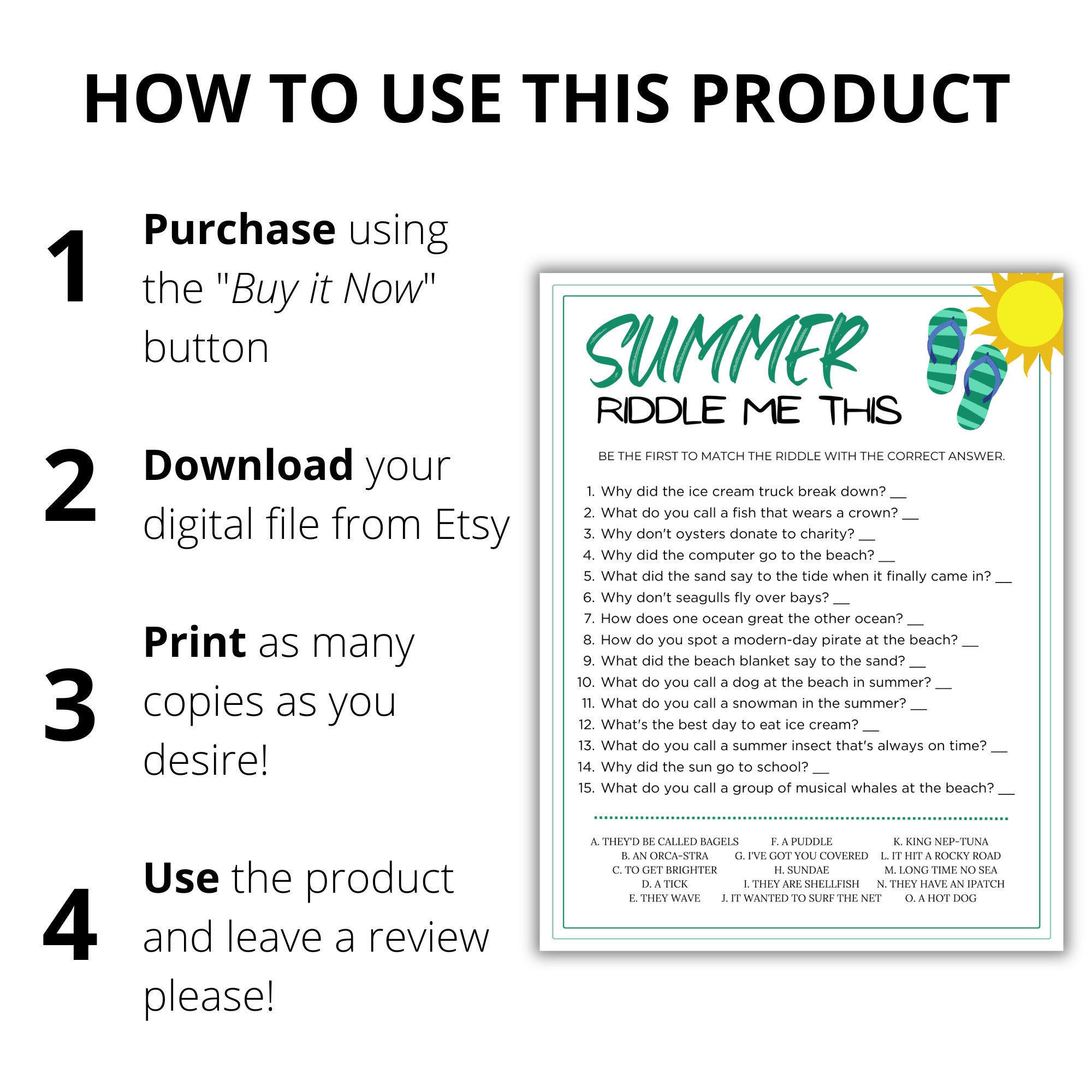 Summer Riddle Me This Game, Summer Riddles, Summer Activities, Summer ...