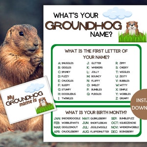 Groundhog Day Name Game Printable, What's Your Groundhog Name Game ...