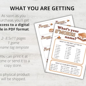 Smores Name Game Printable, What's Your Smores Name Game, Name ...