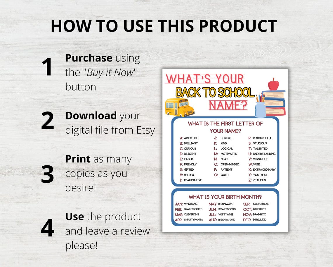 Back to School Name Game Printable, What's Your Back to School Name ...