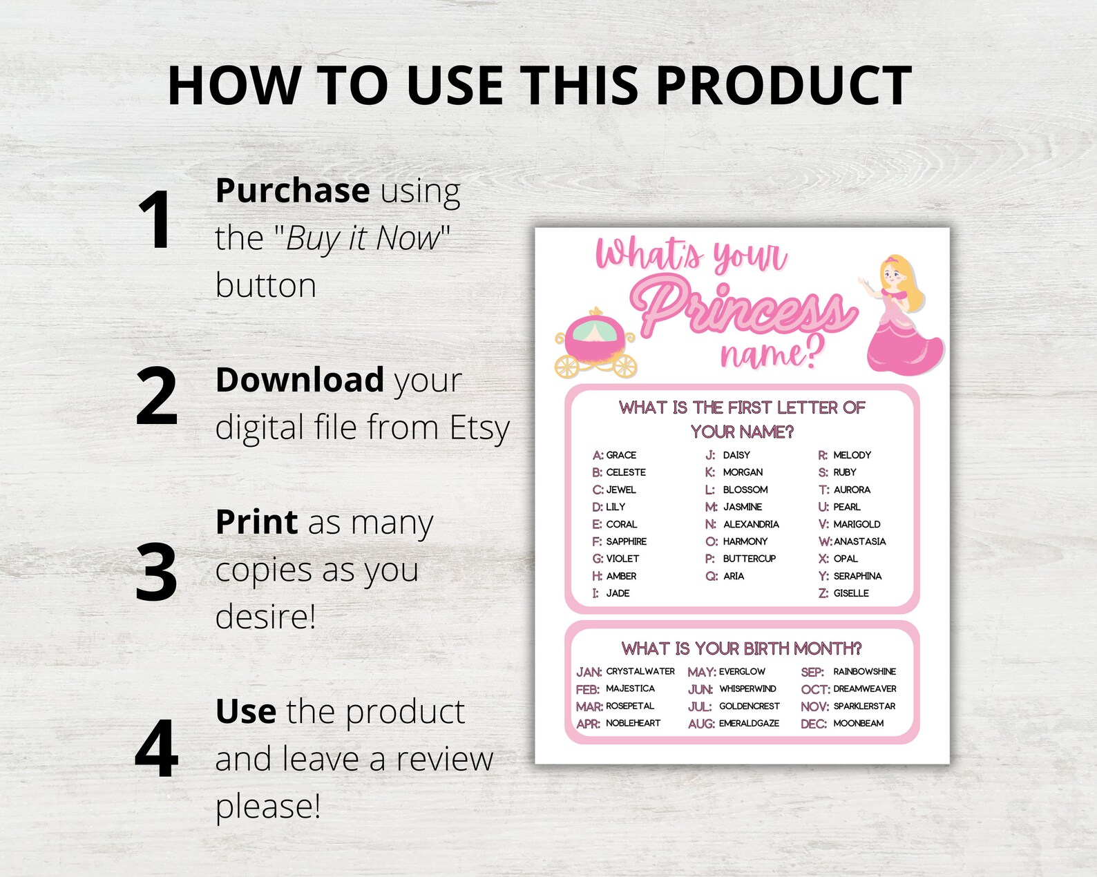 Princess Name Game Printable, What's Your Princess Name Game, Name ...