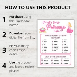 Princess Name Game Printable, What's Your Princess Name Game, Name ...