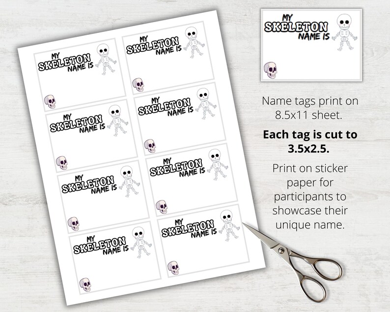 Skeleton Name Game Printable, What's Your Skeleton Name Game, Name ...