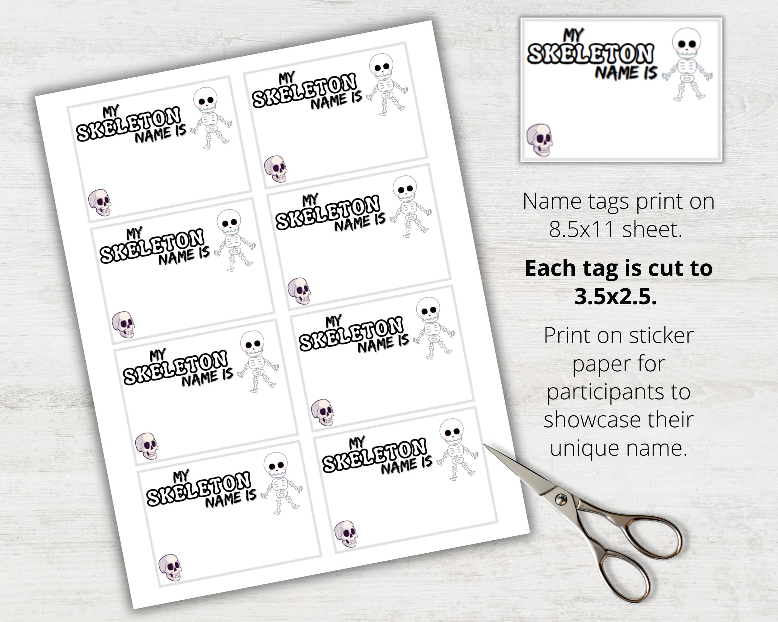 Skeleton Name Game Printable, What's Your Skeleton Name Game, Name ...