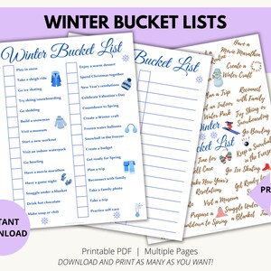 Seasonal Bucket List Bundle, Bucket Lists for Fall, Winter, Spring ...
