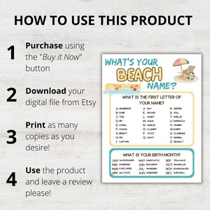 Beach Name Game Printable, What's Your Beach Name Game, Name Generator ...