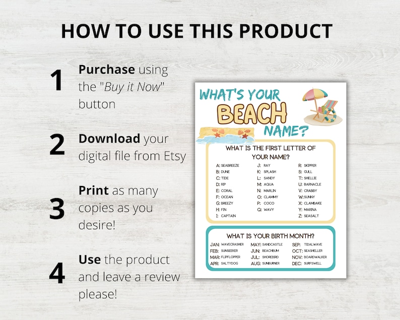 Beach Name Game Printable, What's Your Beach Name Game, Name Generator ...