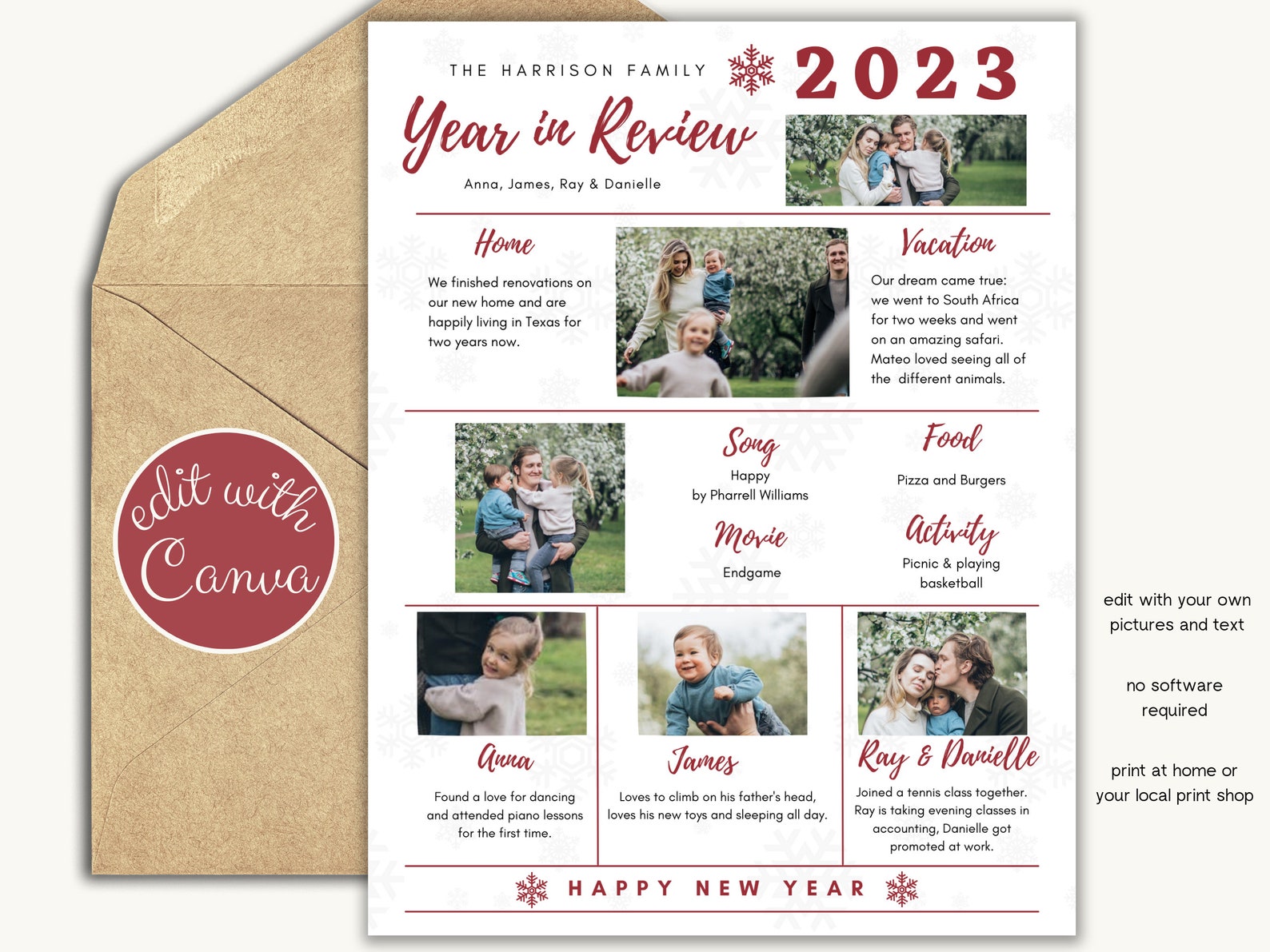 Year in Review Christmas Card Template | Christmas Newsletter | Year in ...