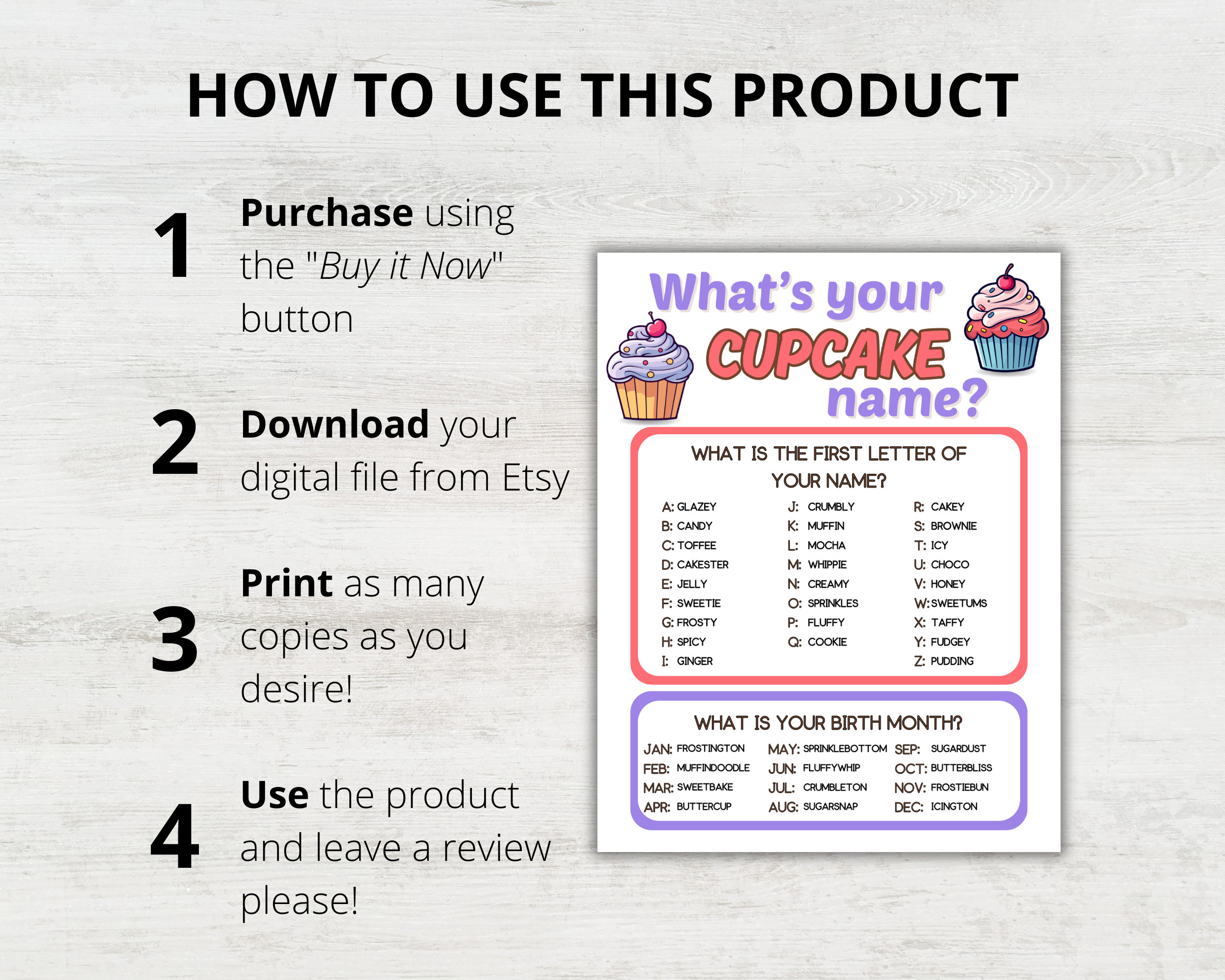 Cupcake Name Game Printable, What's Your Cupcake Name Game, Name ...