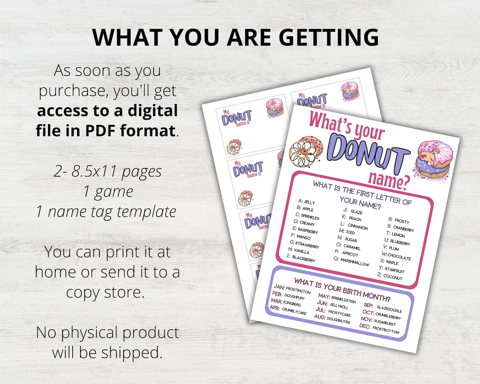 Donut Name Game Printable, What's Your Donut Name Game, Name Generator ...