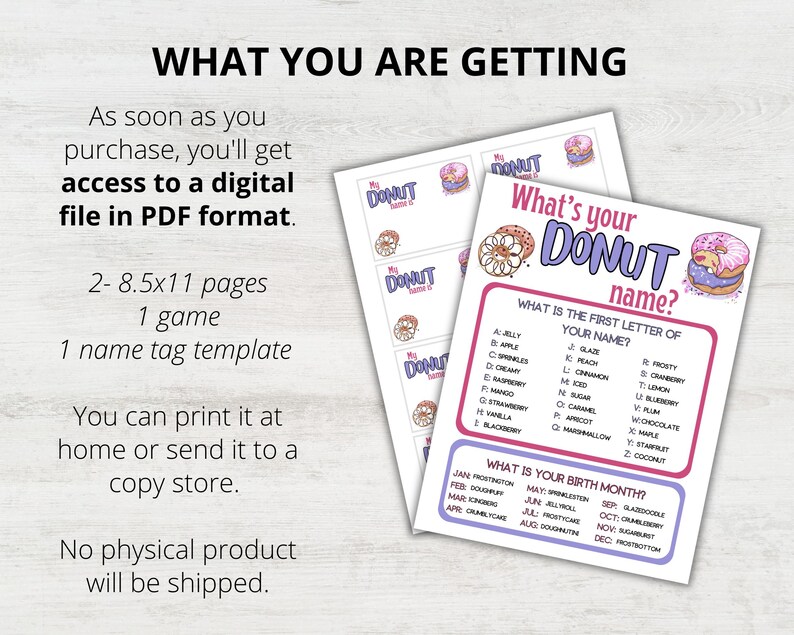 Donut Name Game Printable, What's Your Donut Name Game, Name Generator ...