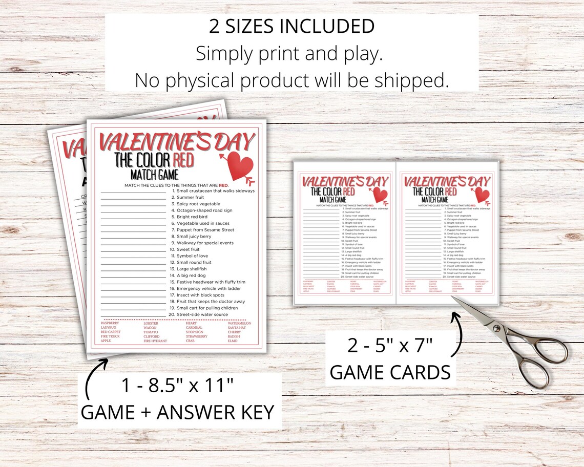 The Color Red Game, Valentine Games for Kids, Valentine Trivia Game ...