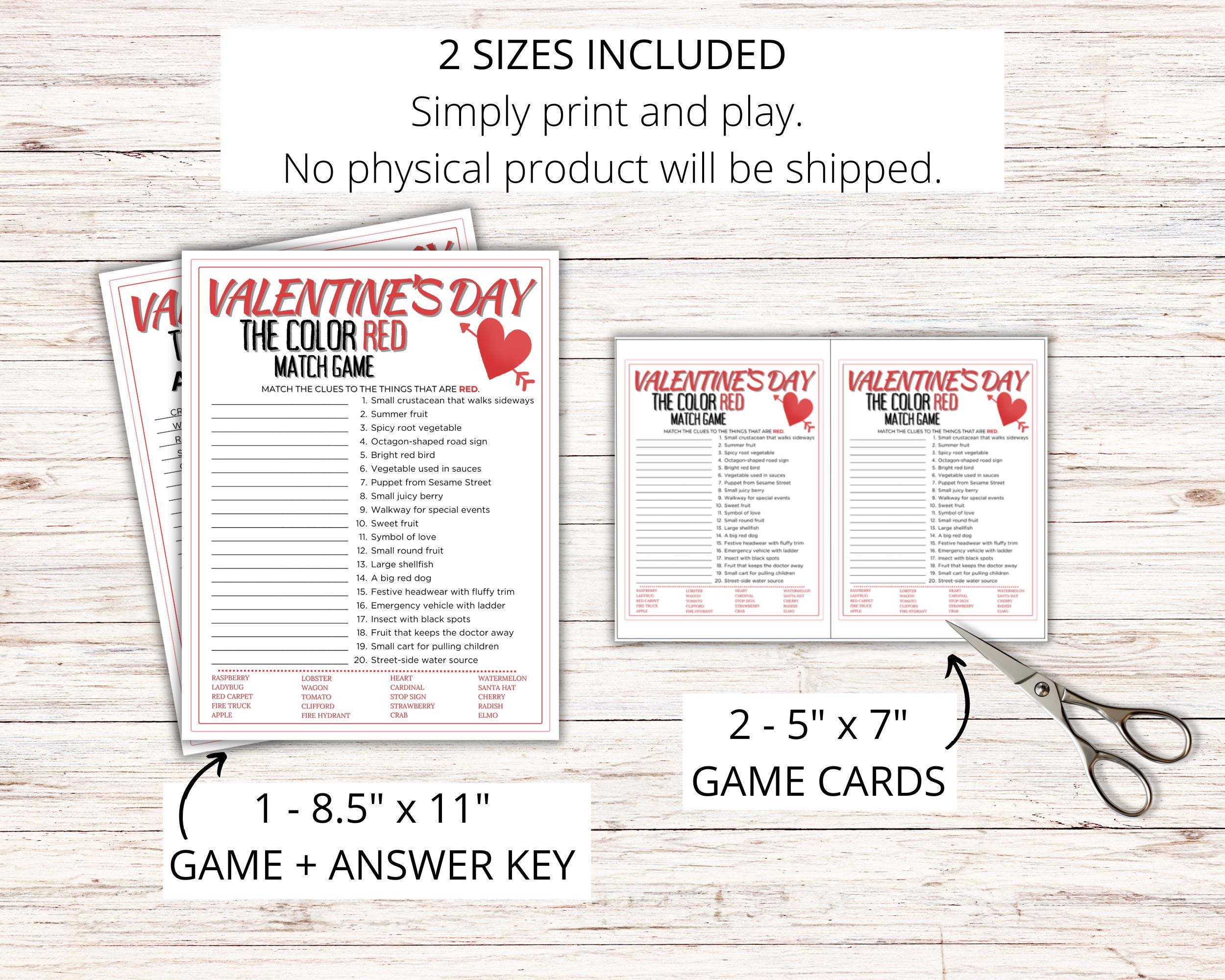 The Color Red Game, Valentine Games for Kids, Valentine Trivia Game ...