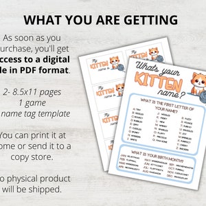 Kitten Name Game Printable, What's Your Kitten Name Game, Name ...