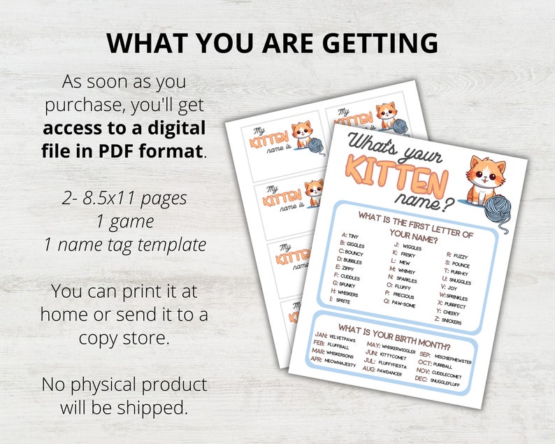 Kitten Name Game Printable, What's Your Kitten Name Game, Name ...