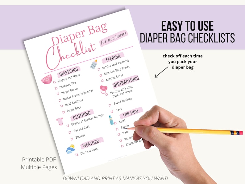 Diaper Bag Checklist for Newborn and Toddler, Diaper Bag Essentials ...