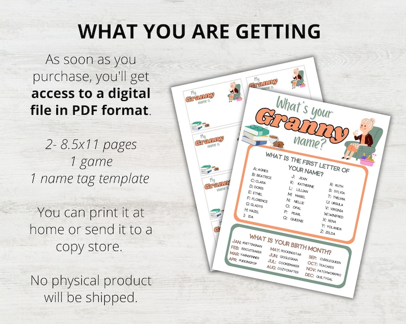 Granny Name Game Printable, What's Your Granny Name Game, Name ...