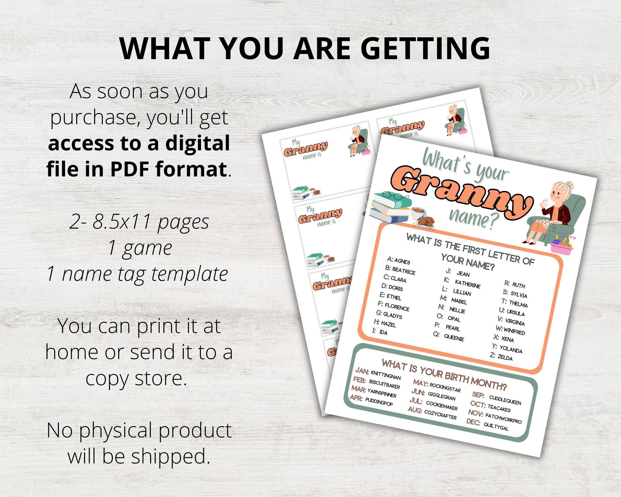 Granny Name Game Printable, What's Your Granny Name Game, Name ...