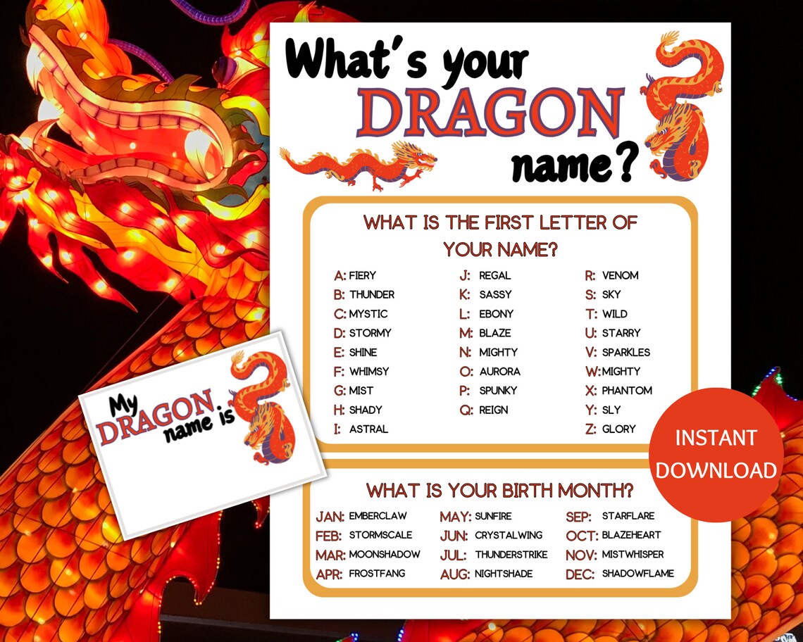 Dragon Name Game Printable, What's Your Dragon Name Game, Name ...