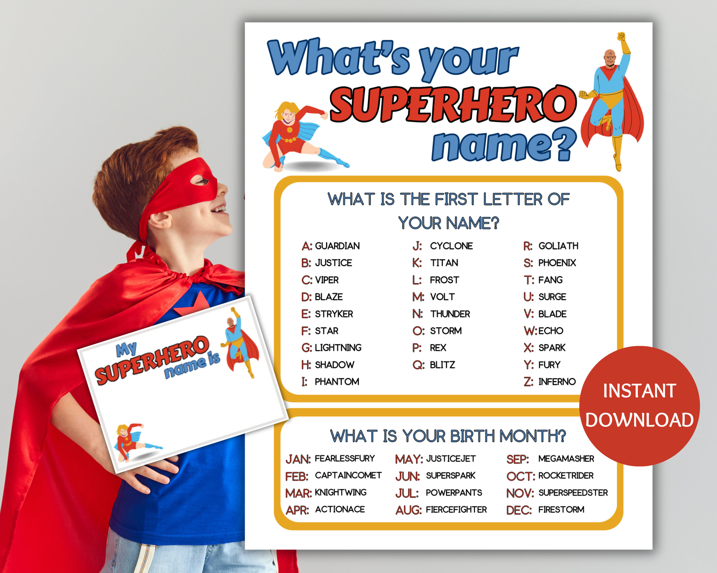 Superhero Name Game Printable, What's Your Superhero Name Game, Name ... Superhero Name Game Printable, What's Your Superhero Name Game, Name ...