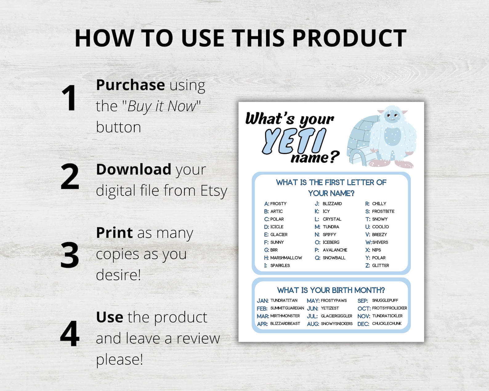 Yeti Name Game Printable, What's Your Yeti Name Game, Name Generator ...