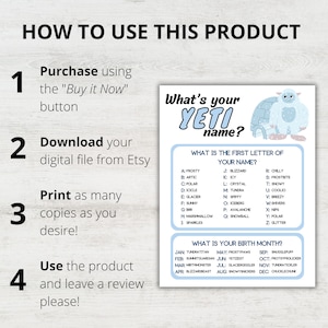 Yeti Name Game Printable, What's Your Yeti Name Game, Name Generator ...