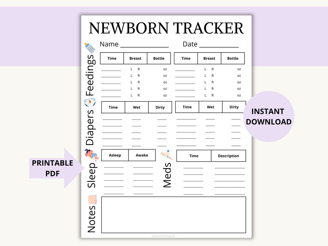 Newborn Tracker Printable, Daily Baby Log, Caregiver Log, Nanny Log ...