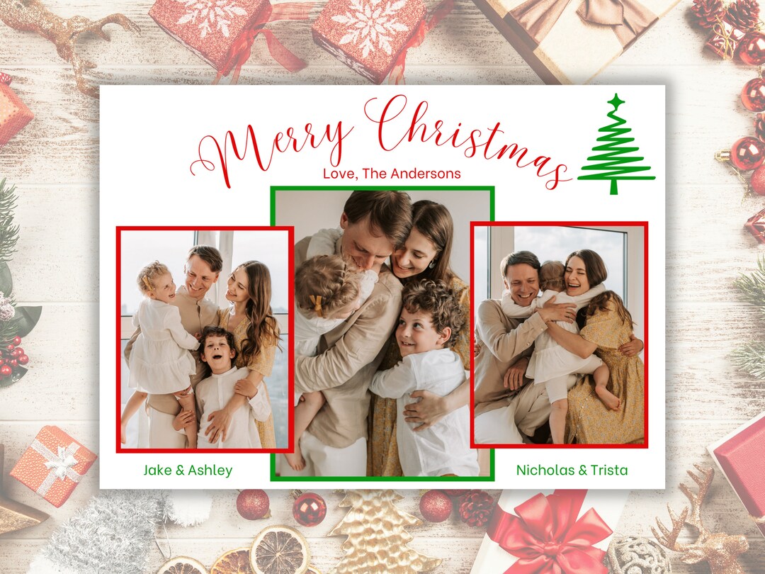 Photo Christmas Card Template | Photo Holiday Card | Family Photo Card ...