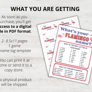 Flamingo Name Game Printable, What's Your Flamingo Name Game, Name ...