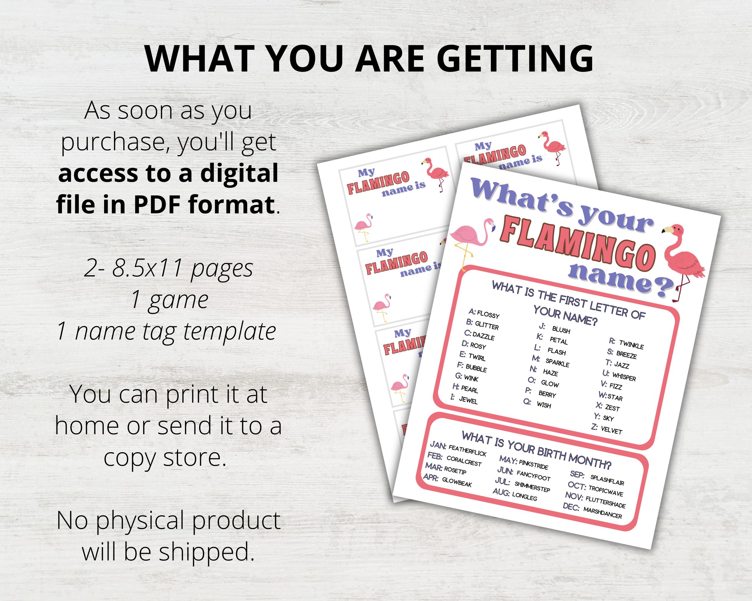 Flamingo Name Game Printable, What's Your Flamingo Name Game, Name ...