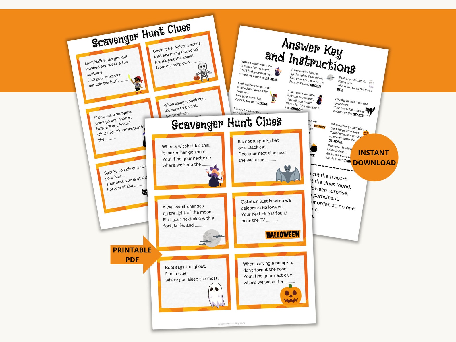 Indoor Halloween Scavenger Hunt Printable Halloween Treasure - Etsy