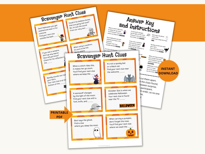 Indoor Halloween Scavenger Hunt Printable Halloween Treasure - Etsy