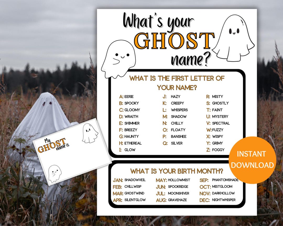Ghost Name Game Printable, What's Your Ghost Name Game, Name Generator ...