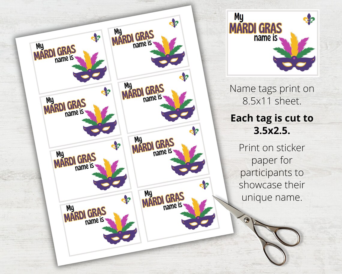 Mardi Gras Name Game Printable, What's Your Mardi Gras Name Game, Name ...