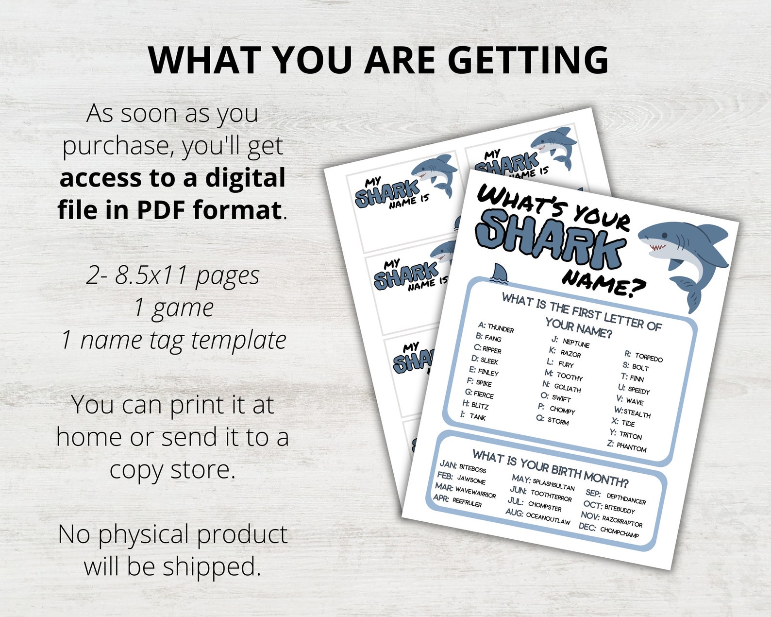 Shark Name Game Printable, What's Your Shark Name Game, Name Generator ...