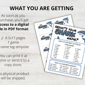 Shark Name Game Printable, What's Your Shark Name Game, Name Generator ...