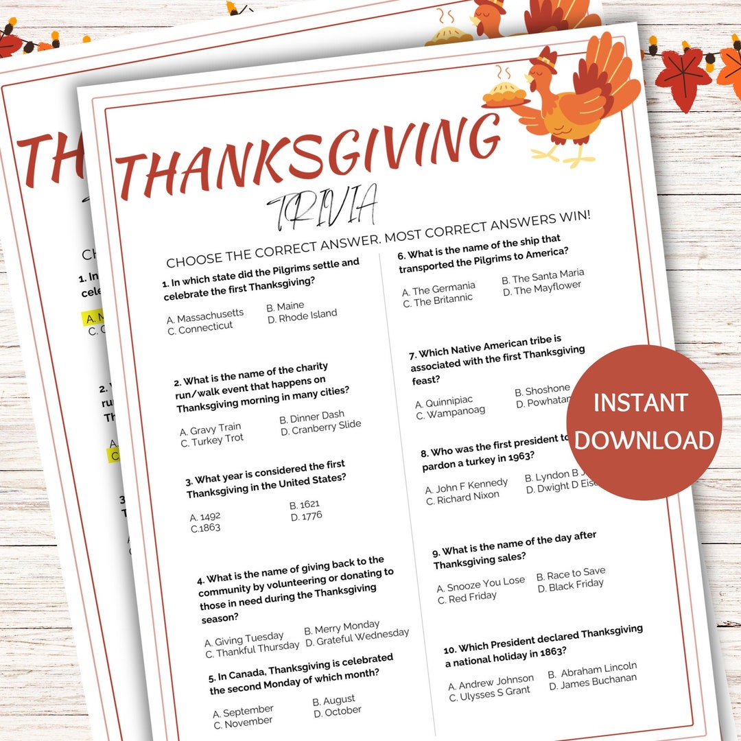 Thanksgiving Trivia Games for Kids, Trivia Questions, Thanksgiving ...