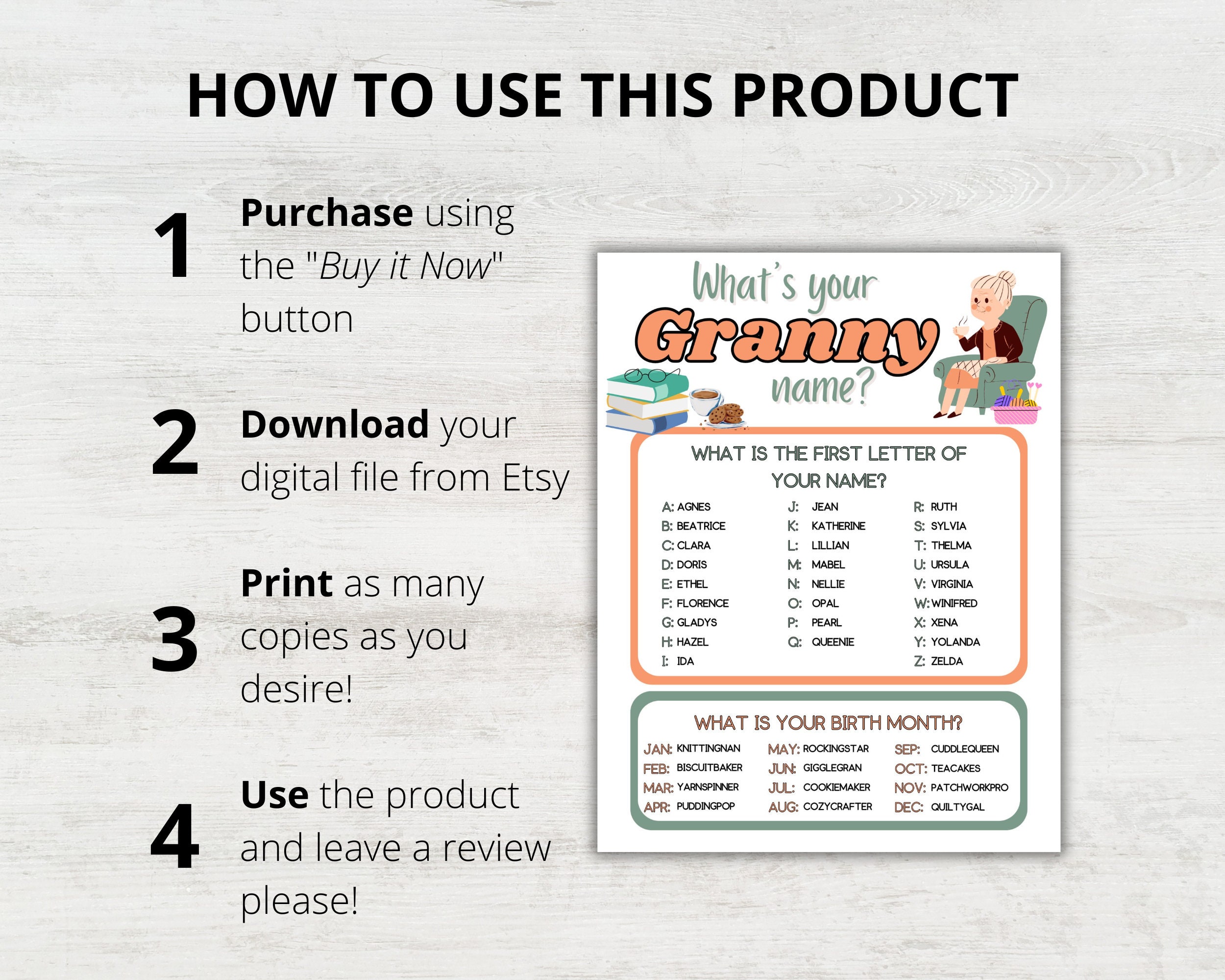 Granny Name Game Printable, What's Your Granny Name Game, Name ...