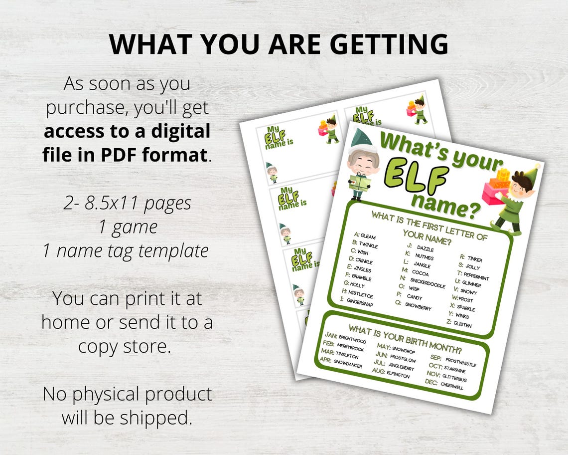 Elf Name Game Printable, What's Your Elf Name Game, Name Generator Game ...
